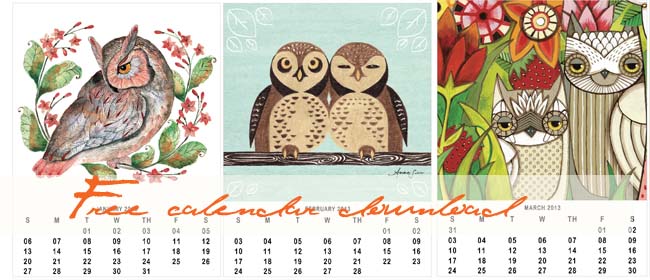 Free printable Owl Lover Calendar 2013 - Sweet Living Magazine